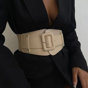Faux Leather Corset Belt: Wide Elastic Waist Shaper - Etsy
