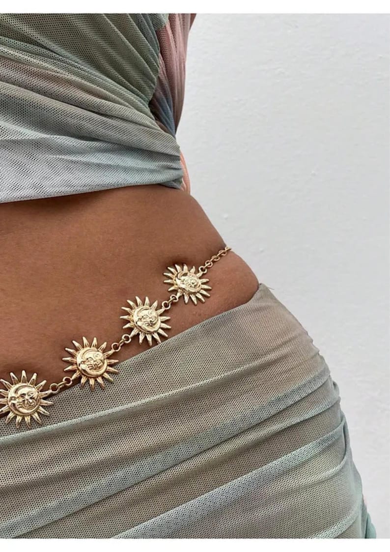 Sun Chain Belt: Gold or Silver Boho Waist Chain, Handmade in Turkey - Etsy