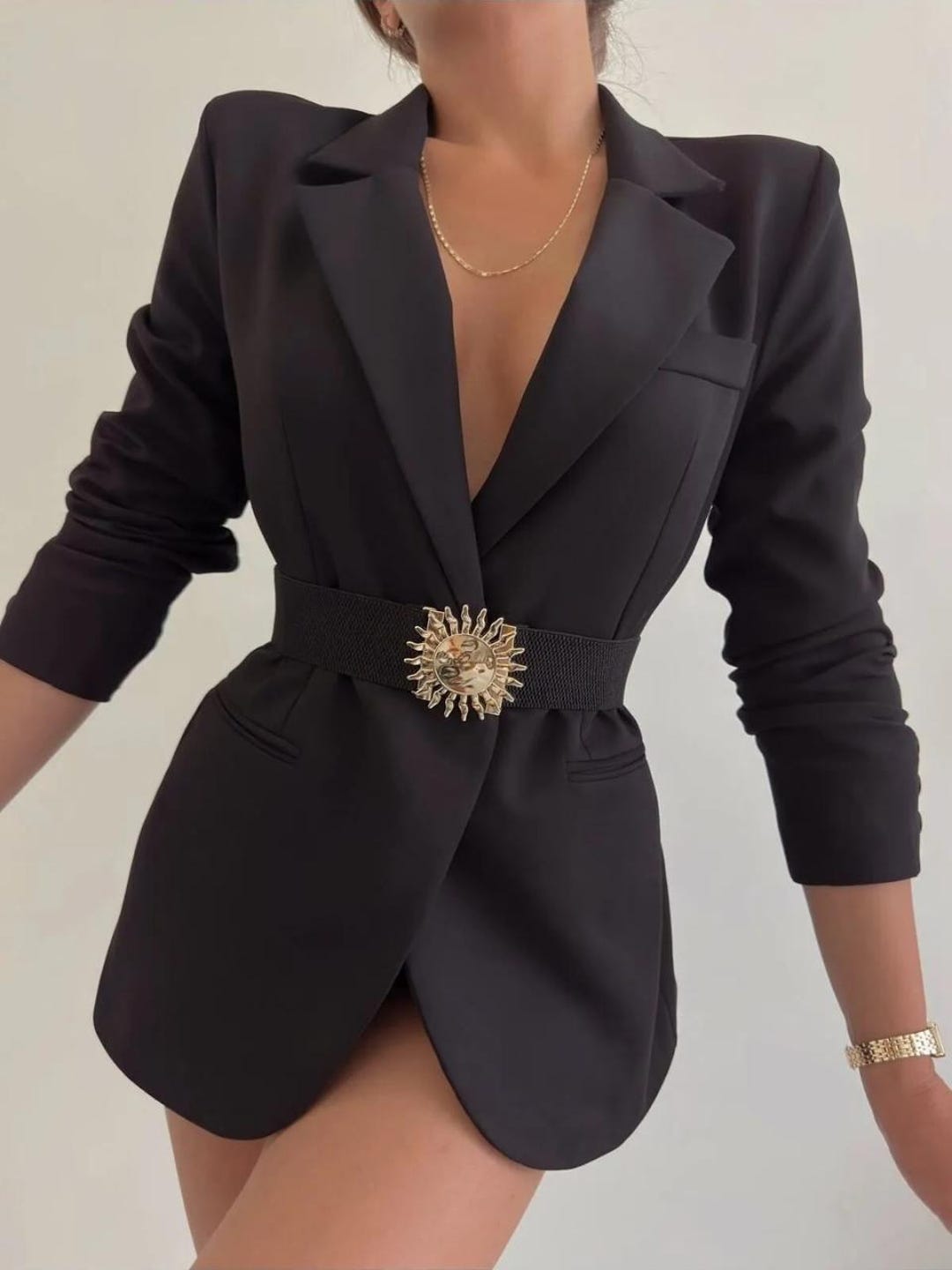 Elastic Waist Belt: Sun Buckle, Elegant Blazer Accessory - Etsy