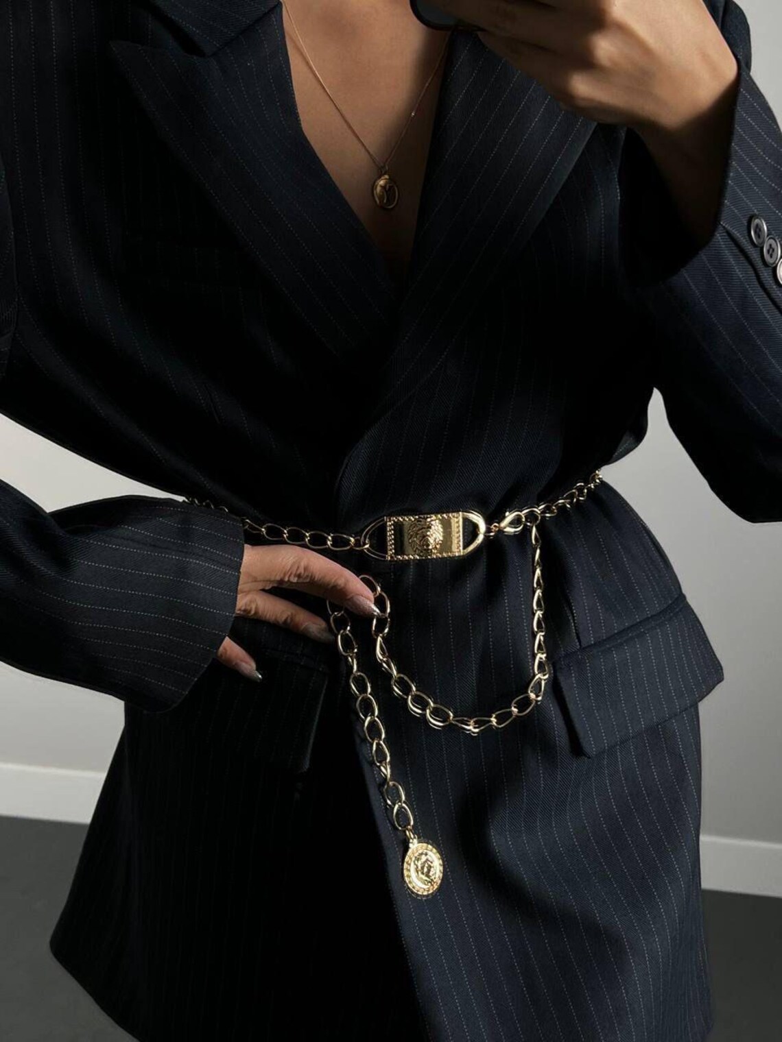 Gold Chain Belt, Lion Buckle Belt, Adjustable Waist Belt, Gold Waist ...