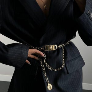 Gold Chain Belt, Lion Buckle Belt, Adjustable Waist Belt, Gold Waist ...