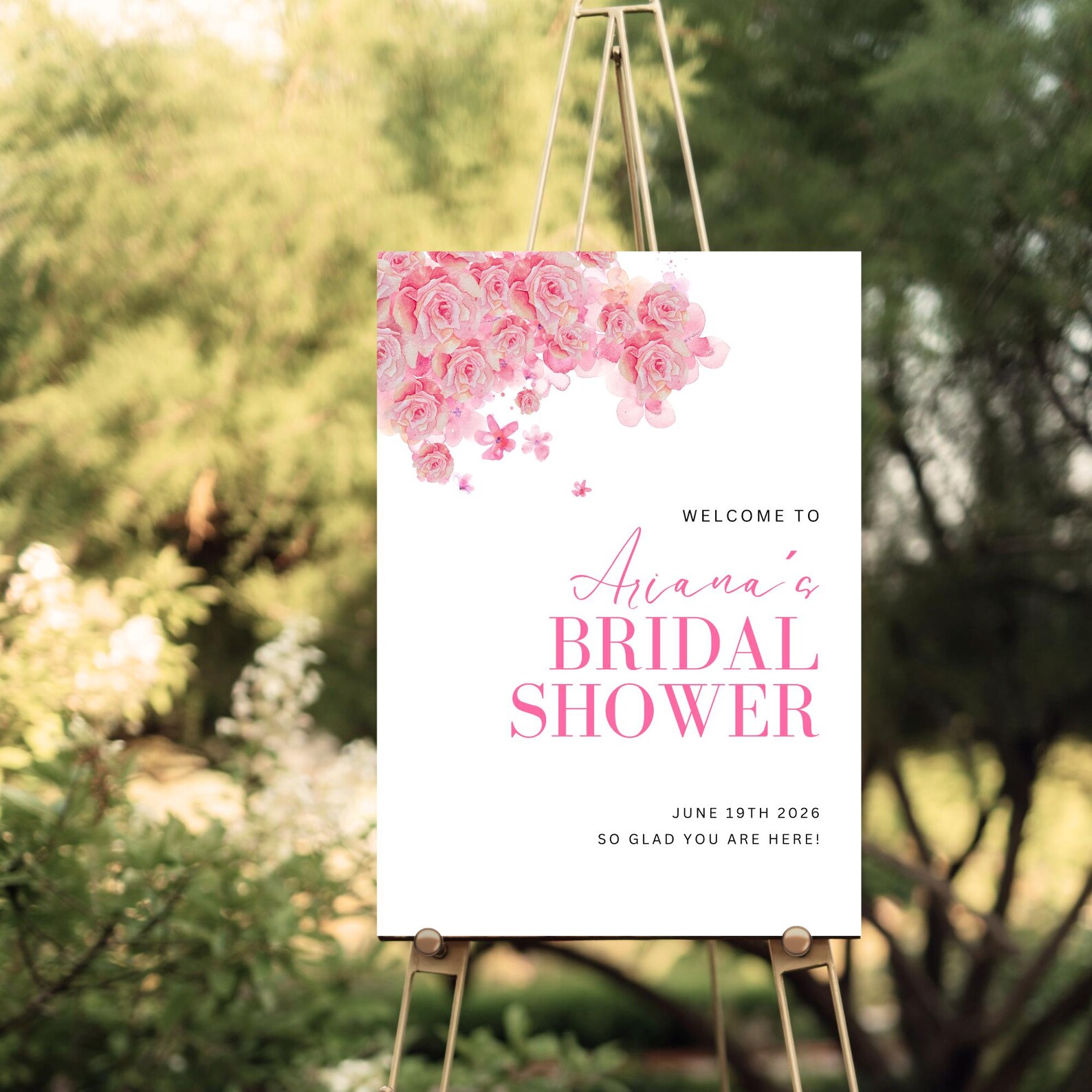 Hot Pink Bridal Shower Welcome Sign Template, Floral Boho Bridal Brunch ...