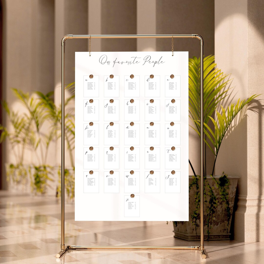 Classy Mirror Seating Chart | Wedding Seating Chart - Alphabetized ...