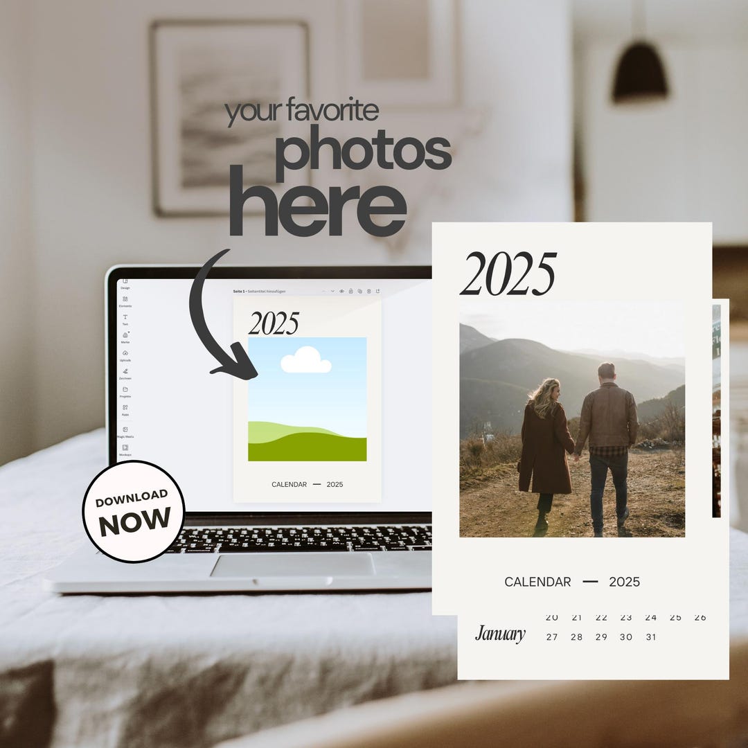 Photo Calendar Template 2025, 5x7 Calendar Template | 2025 Desk ...