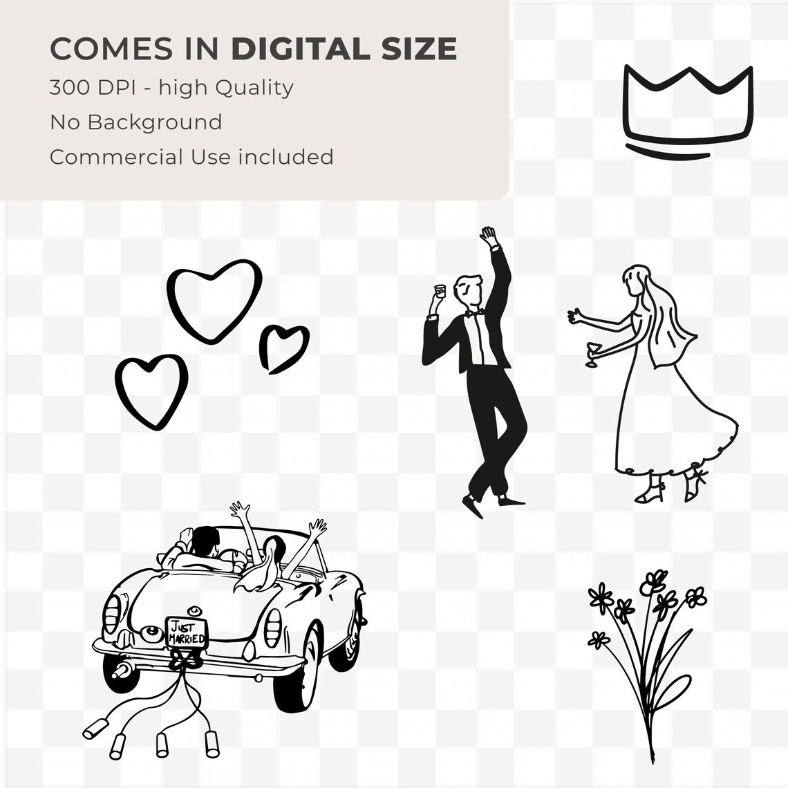 Wedding Timeline Illustration Bundle Set 18 Hand Drawn SVG PNG JPG Icon ...