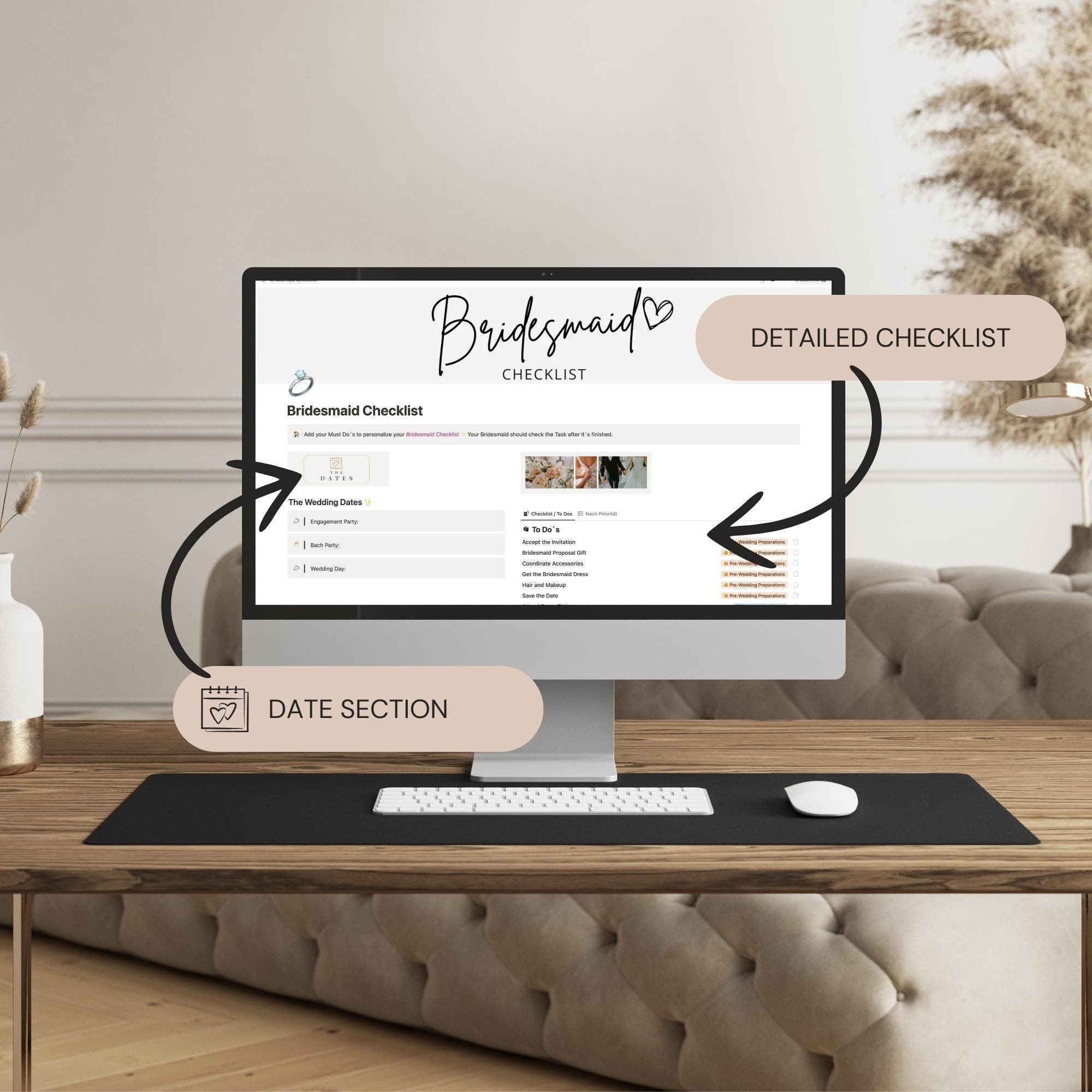 Custom Officiant Kit, Bridesmaid Guide & Checklist Notion Template ...