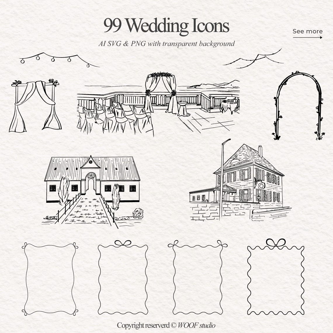 99 Hand Drawn Wedding Timeline Illustration Bundle Set, SVG PNG JPG ...