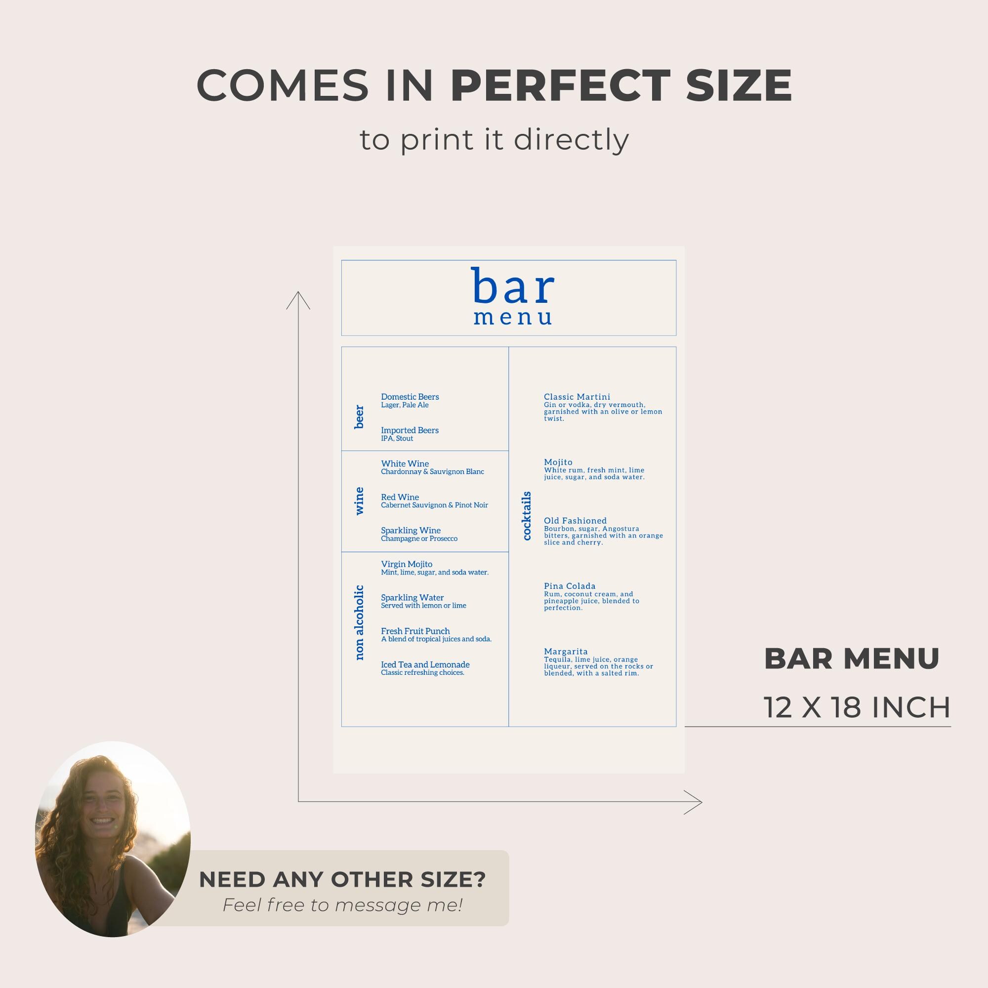 Bold Typographic Bar Menu Bar Sign Wedding Menu Template Colorful Bar ...