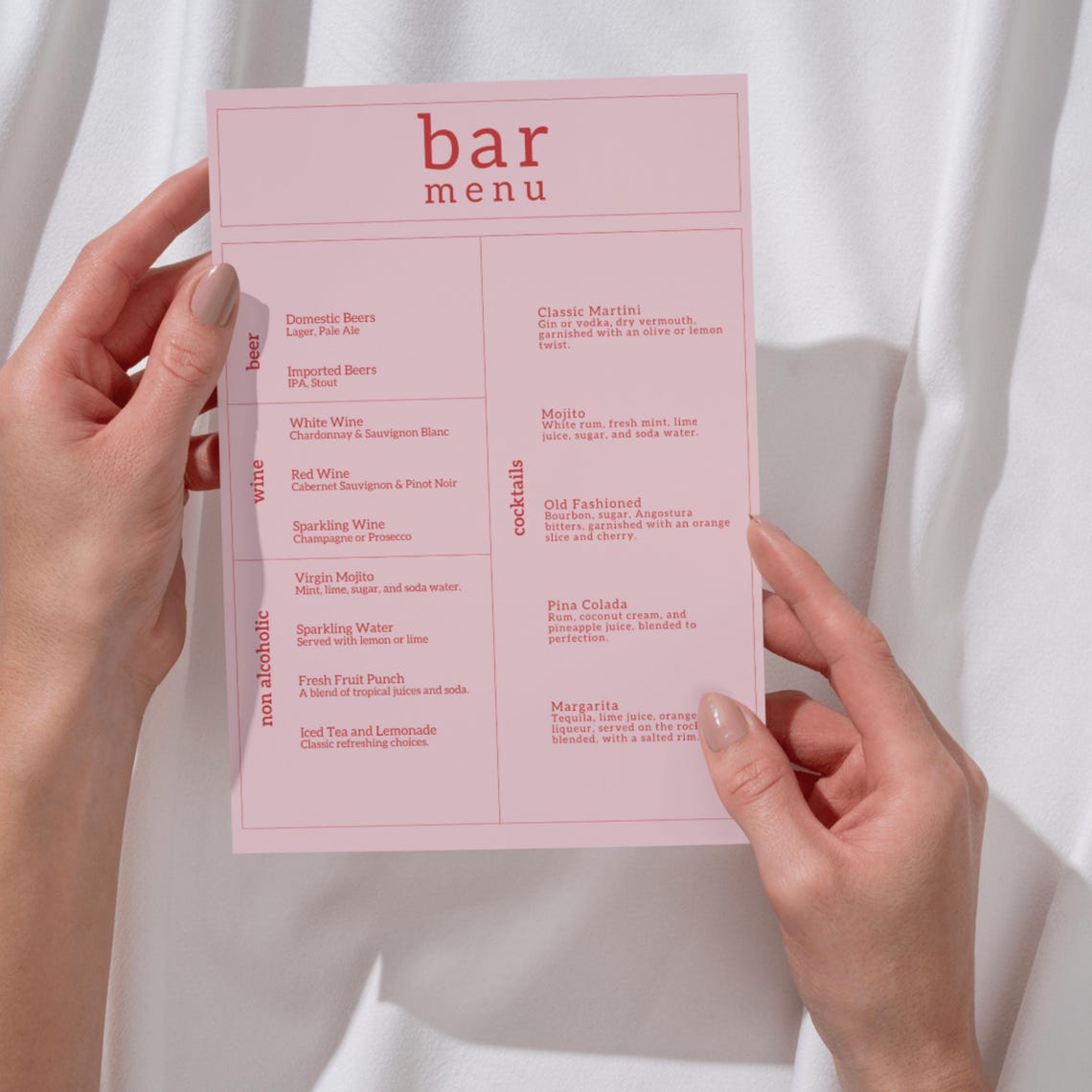 Cute Bar Menu Template Typographic Menu Bold Drinks List Bar Menue Card ...