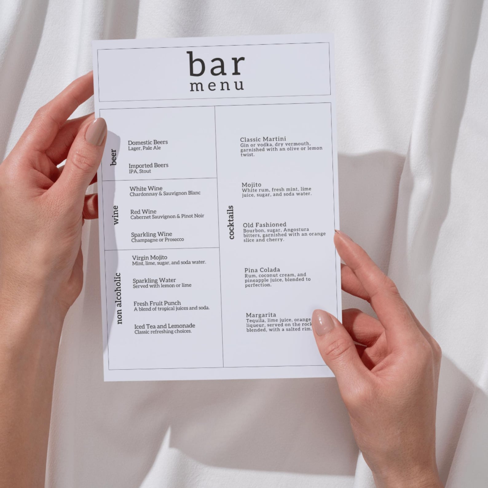 Bold Typographic Bar Menu Bar Sign Wedding Menu Template Colorful Bar ...