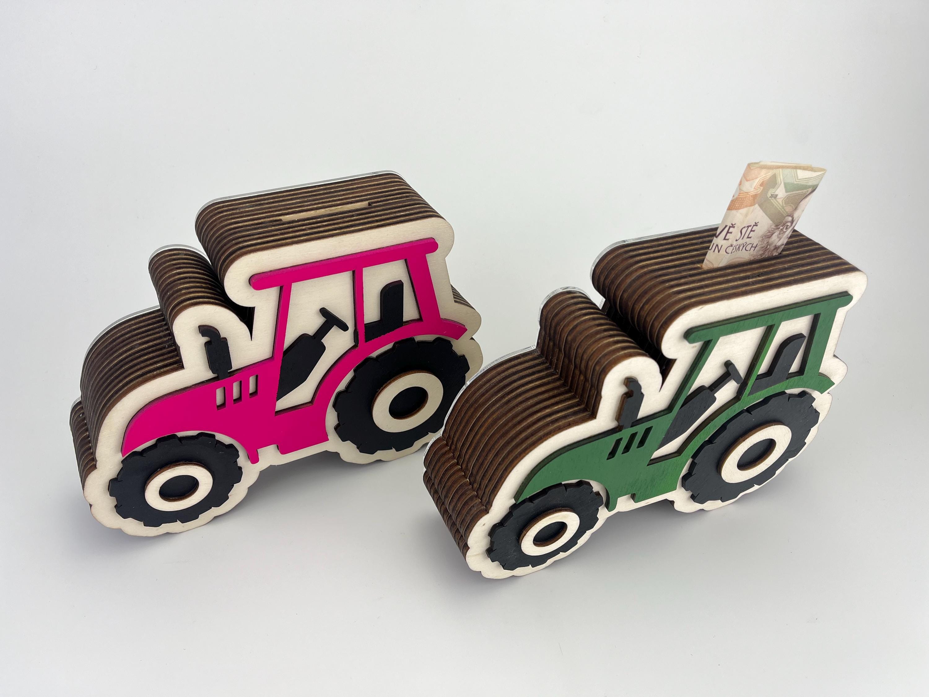 Tractor Piggy Bank SVG – Laser-ready Money Box Construction Template - Etsy