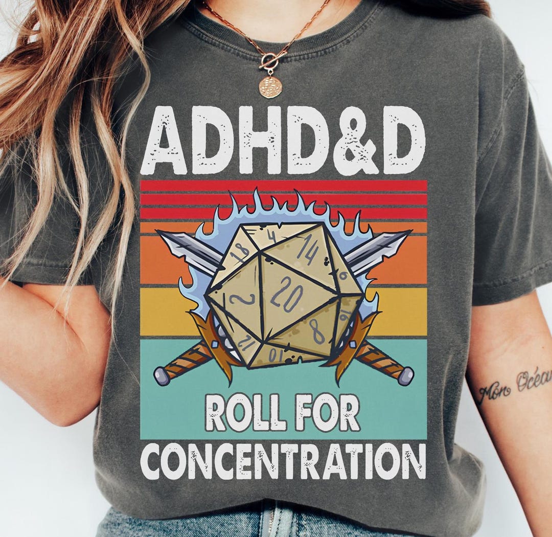 ADH Dnd T-shirt, Roll for Concentration Sweatshirt, Geeky Gift ...