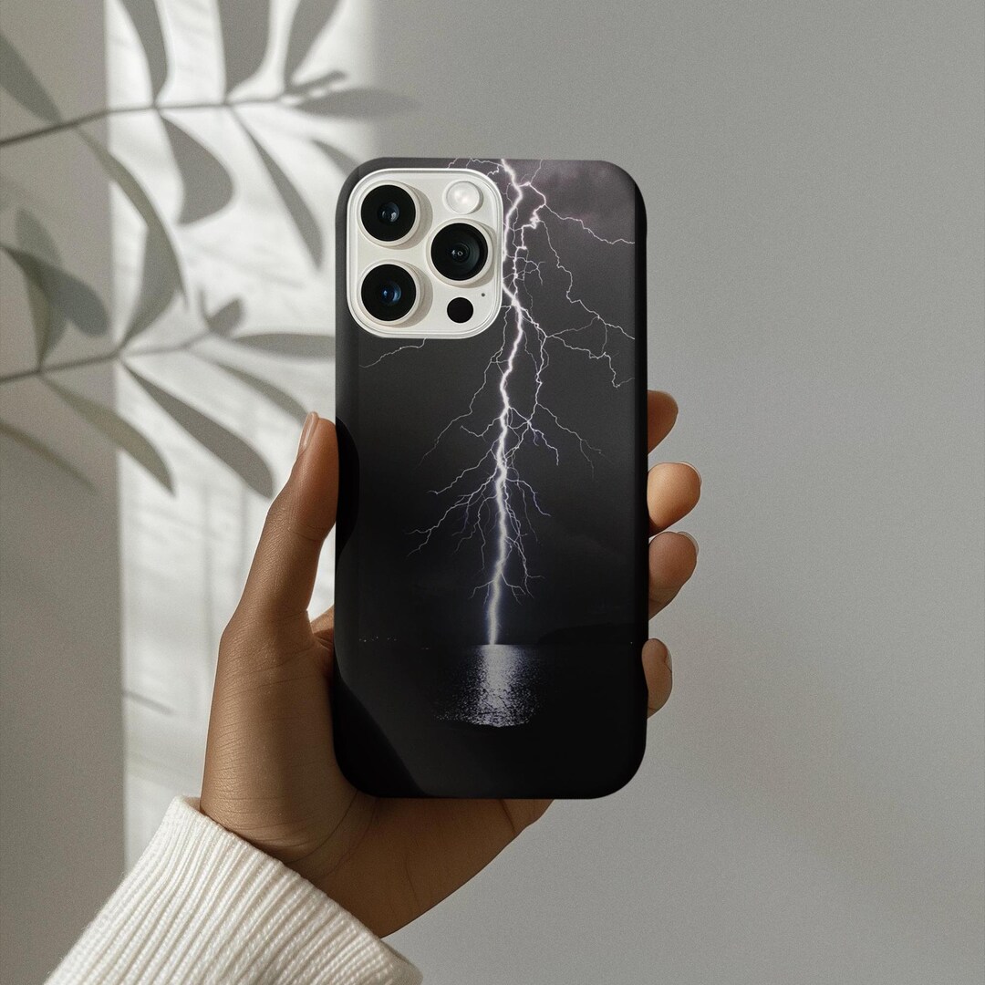 Aesthetic Lightning Bolt Phone Case, Storm Tough Case, iPhone 16 15 14 ...