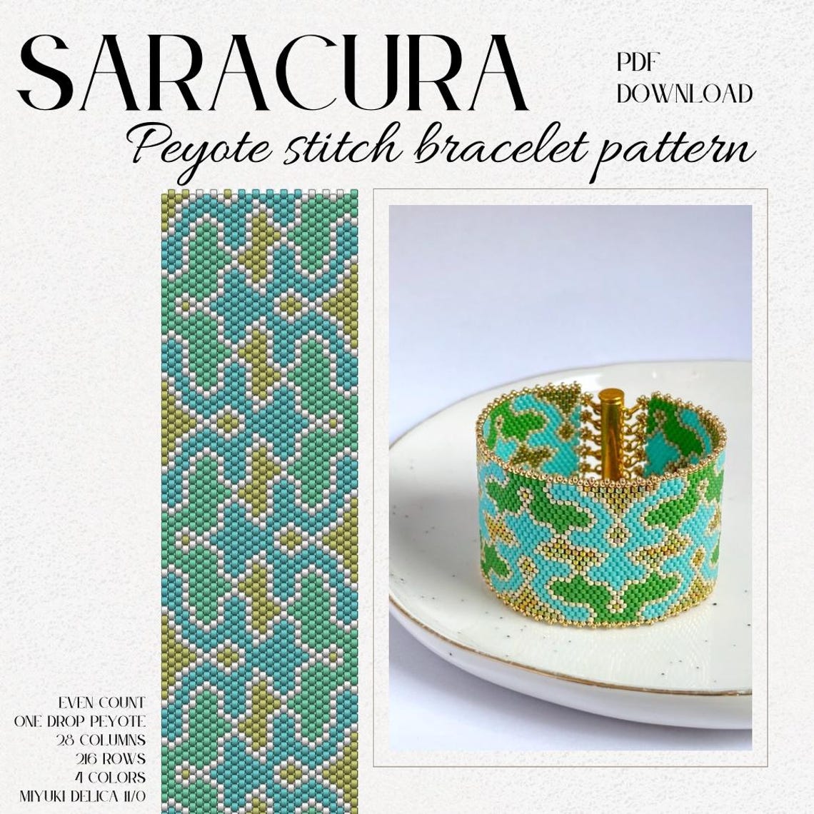 Peyote Stitch Pattern PDF Instant Download Geometric Design DIY Jewelry ...