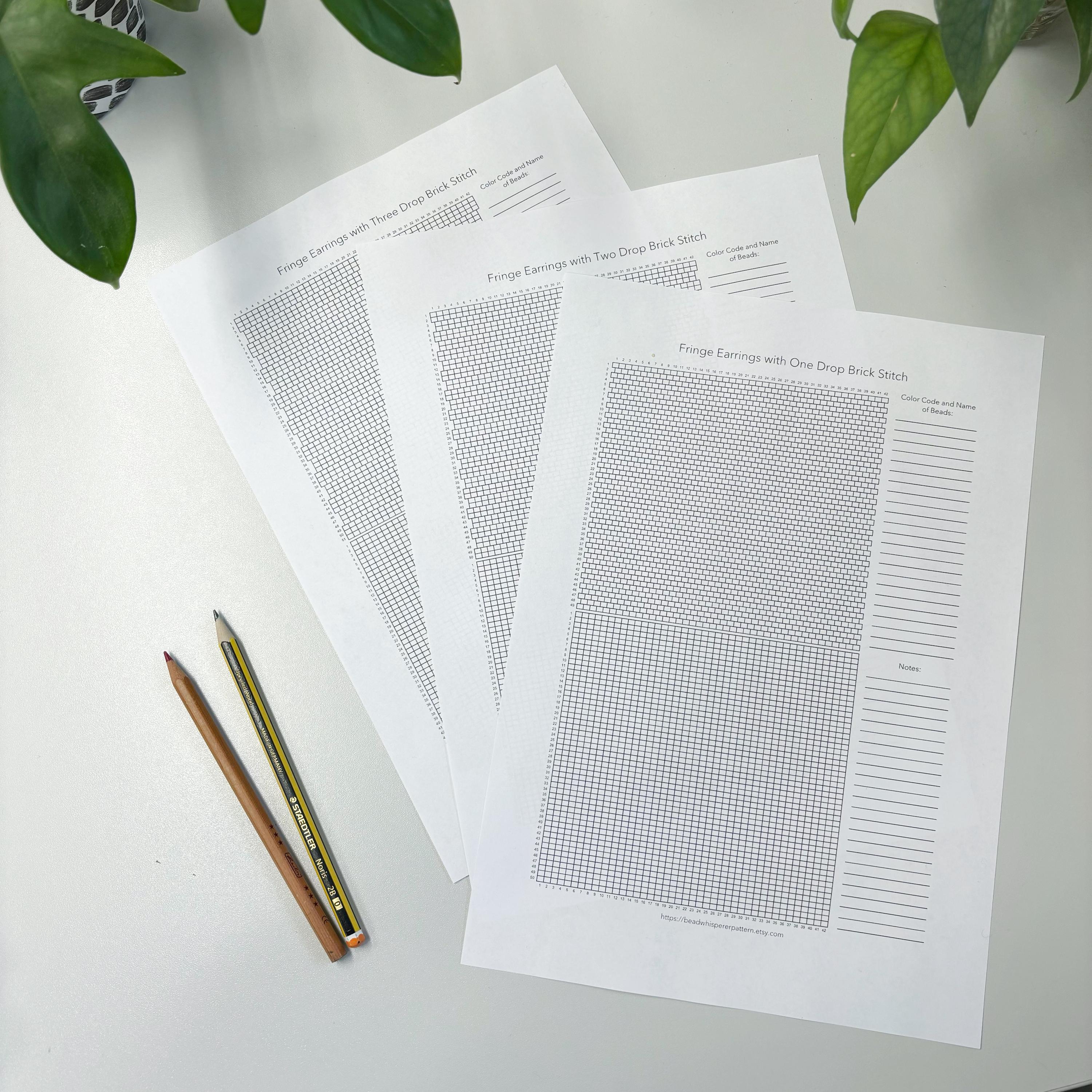 3 Piece Blank Graph Paper Bundle for Designing Brick Stitch Fringe ...