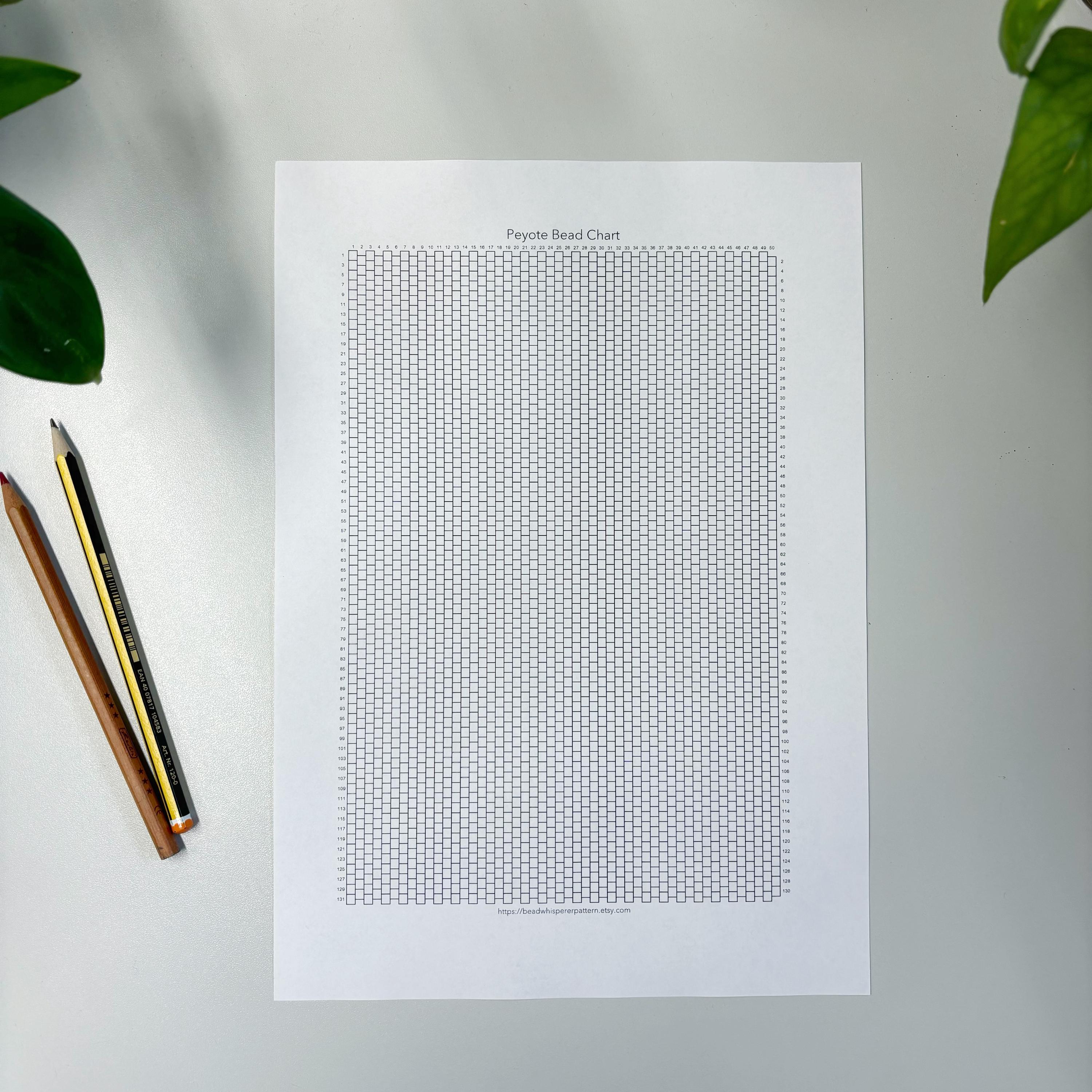 5 Piece Blank Graph Paper Bundle for Designing Peyote Brick Stitch and ...