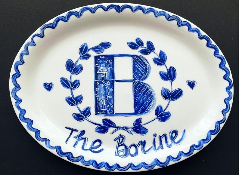 Custom Family Plate, Hand Painted Porcelain, Personalized Initials Gift ...