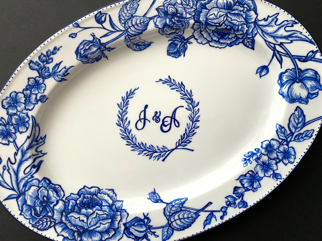 Custom Wedding Plate, Hand Painted Porcelain, Gift for Newlyweds ...