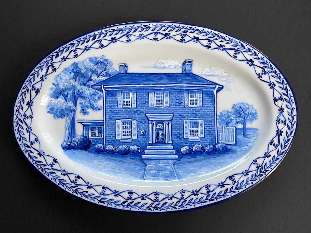 House Portrait Painting Platter | Hand-painted Personalized Plate ...
