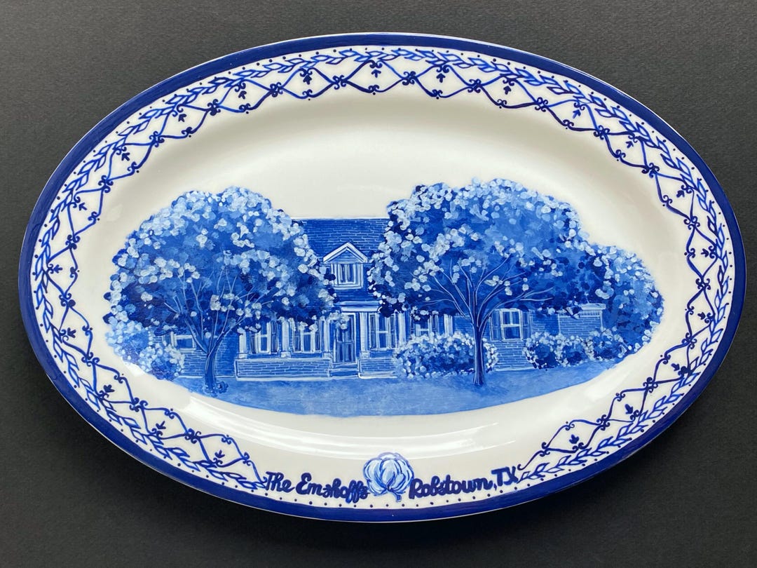 Custom House Portrait Platter, Hand Painted Porcelain Plate, House ...