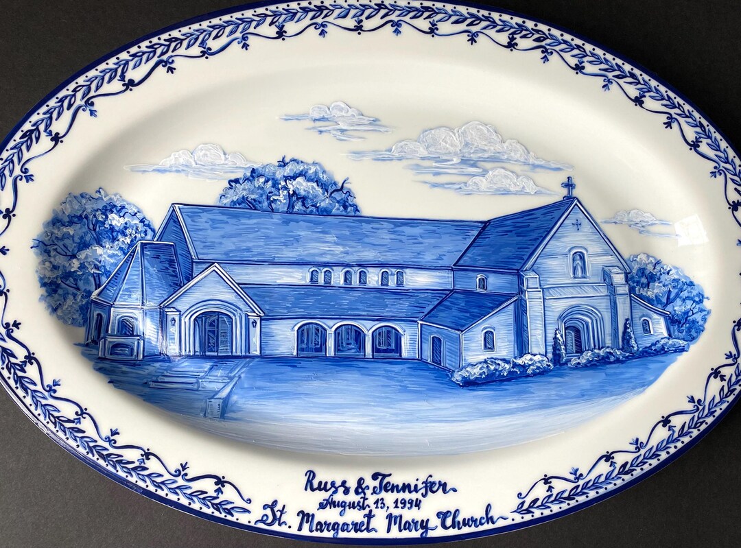 Custom Hand-painted Porcelain Wedding Venue Decorative Platter ...