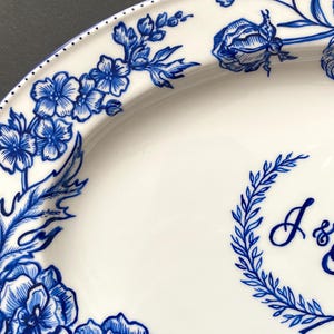 Hand-painted Porcelain Wedding Plate: Custom Initials, Delft Blue ...