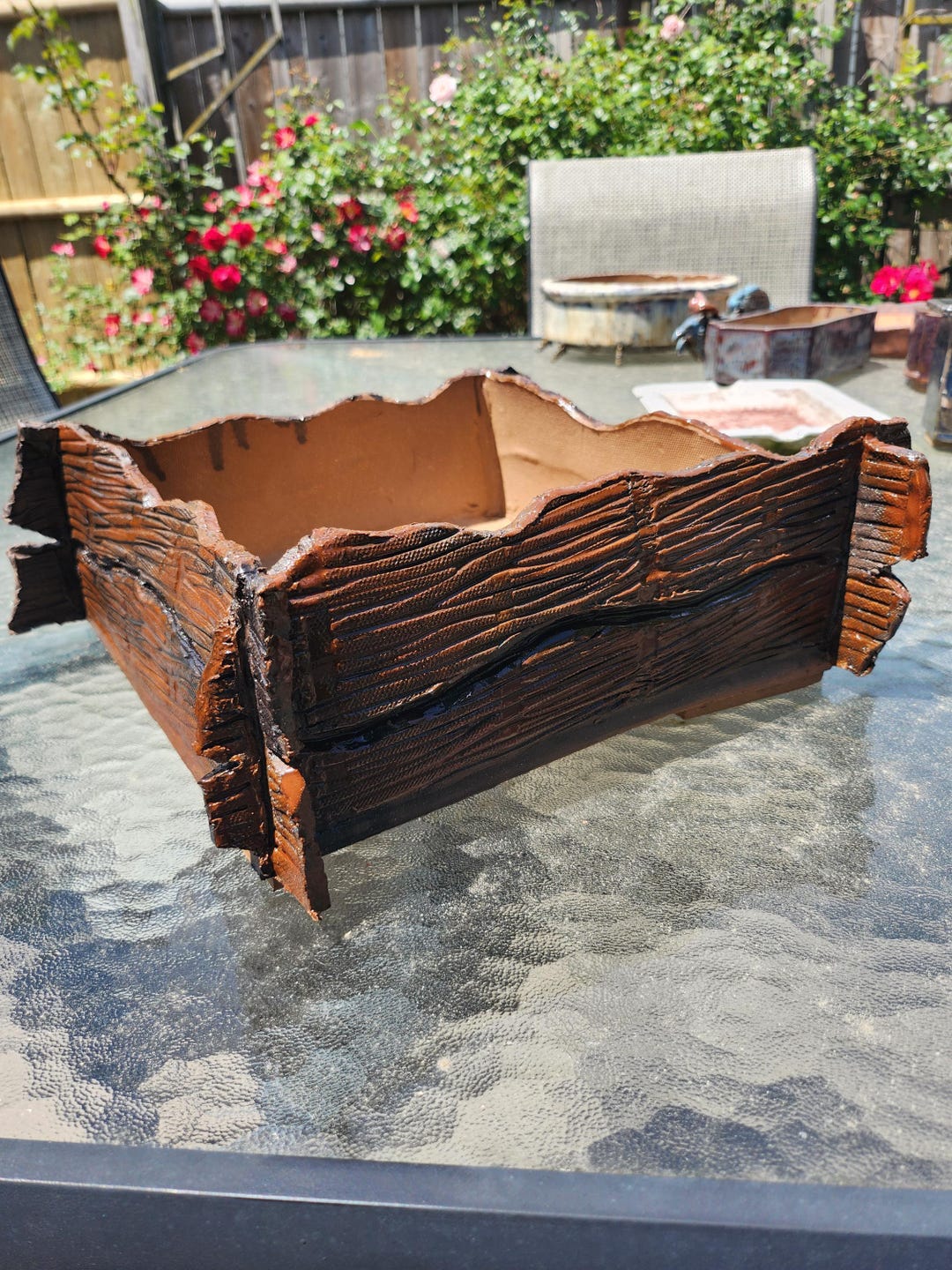 Bonsai Pot / Handmade / Brown Wood Crate Ceramic - Etsy