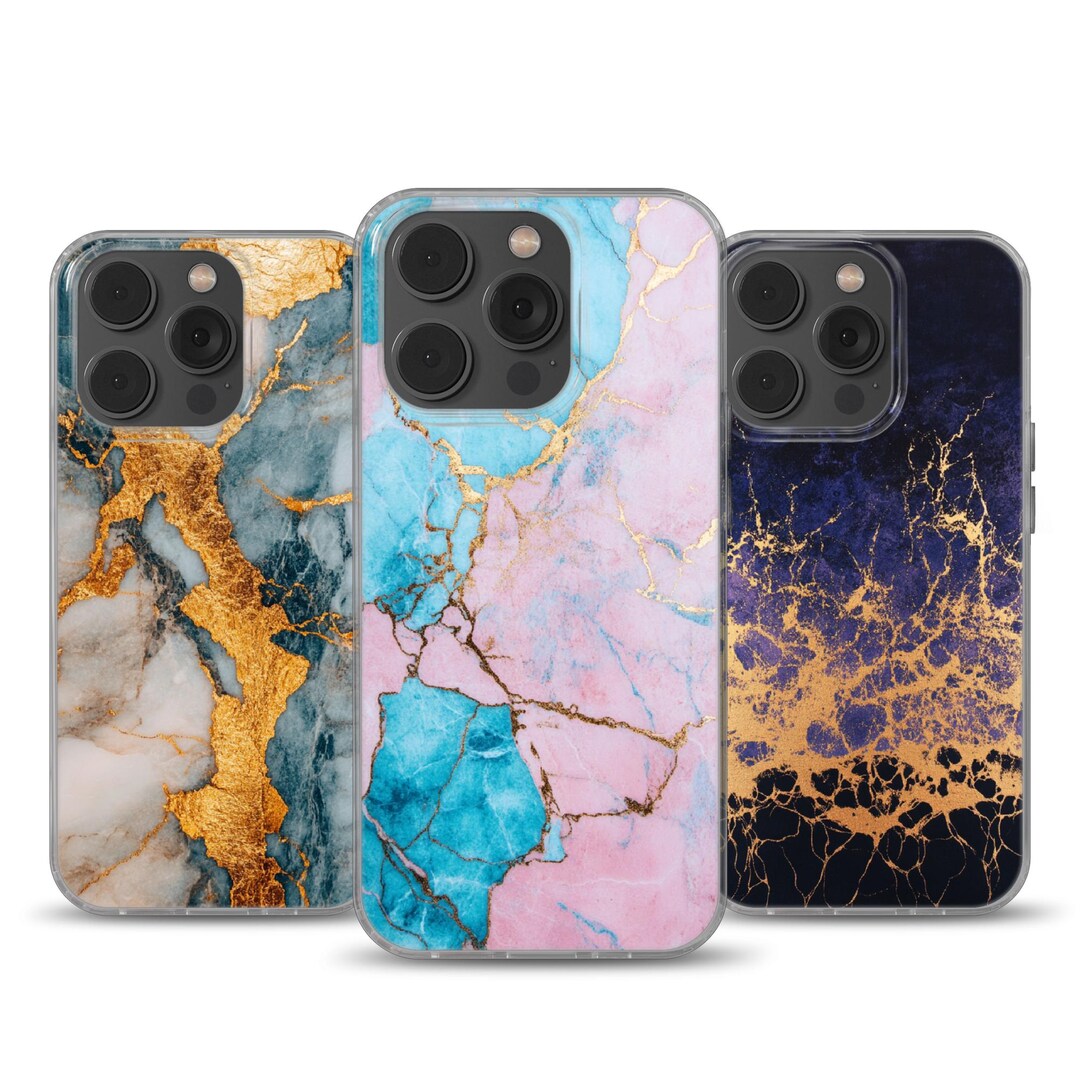 Marble Phone Case Gold Cover for iPhone 16 15 14 13 12 11 Pro Max Case ...