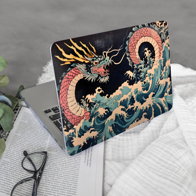 Asian Dragon MacBook Case Japanese Wave Laptop Skin | MacBook Pro 13 14 ...