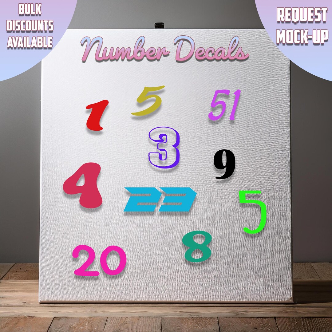 Custom Number Decal - Number Vinyl Sticker - Vinyl Decals - One Number ...