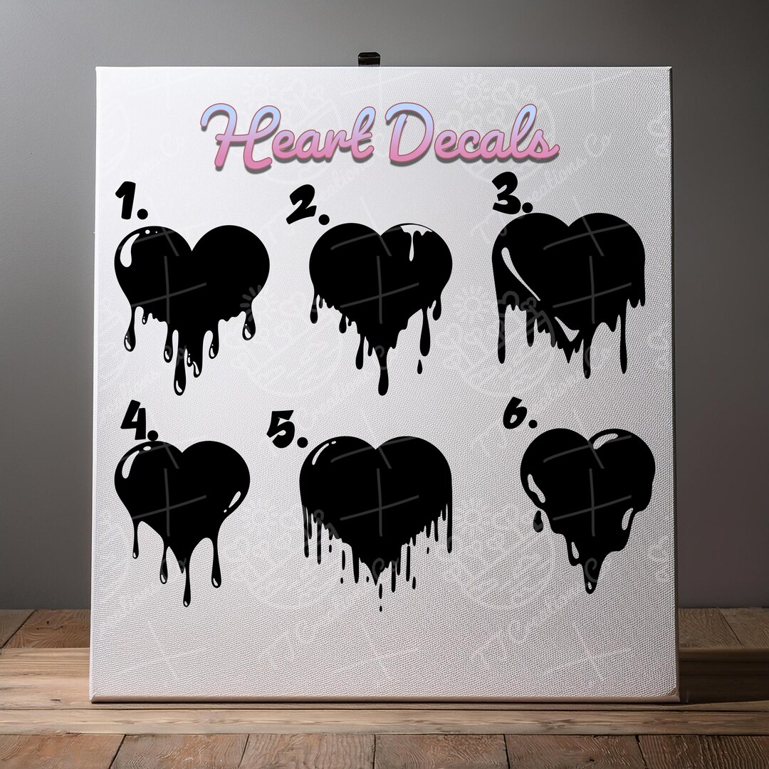 Hearts, Dripping Hearts, Vinyl Decal, Car Truck Laptop Decal, Cute ...