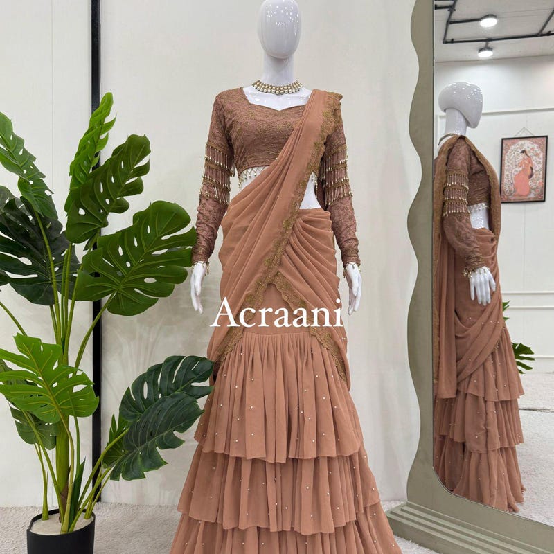 Ruffle Saree - Etsy