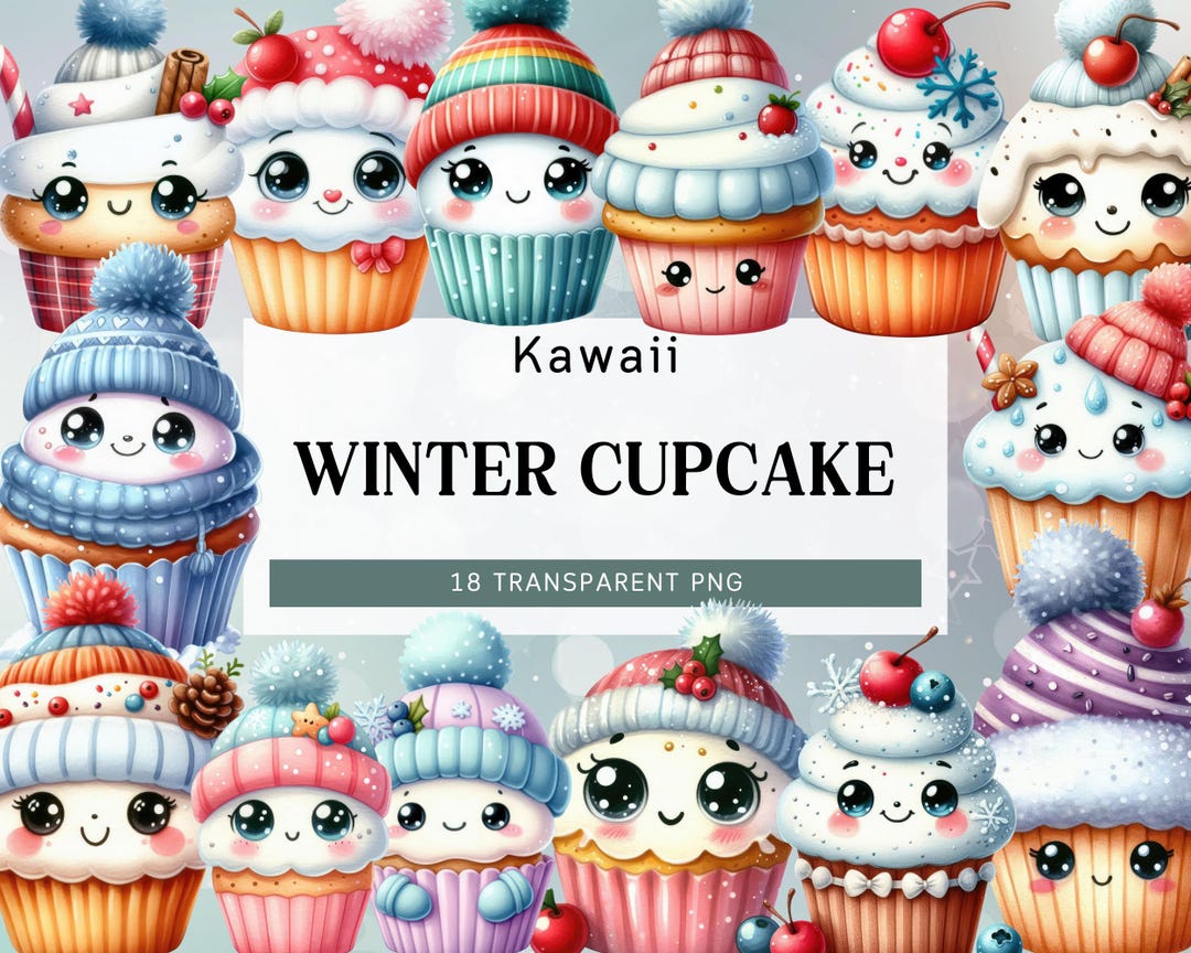 Kawaii Winter Cupcake Clipart, Cute Christmas Cupcake 18 High Quality ...