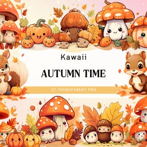 Kawaii Autumn Cute Fall Clipart Bundle Autumnal Vibe Transparent PNG ...