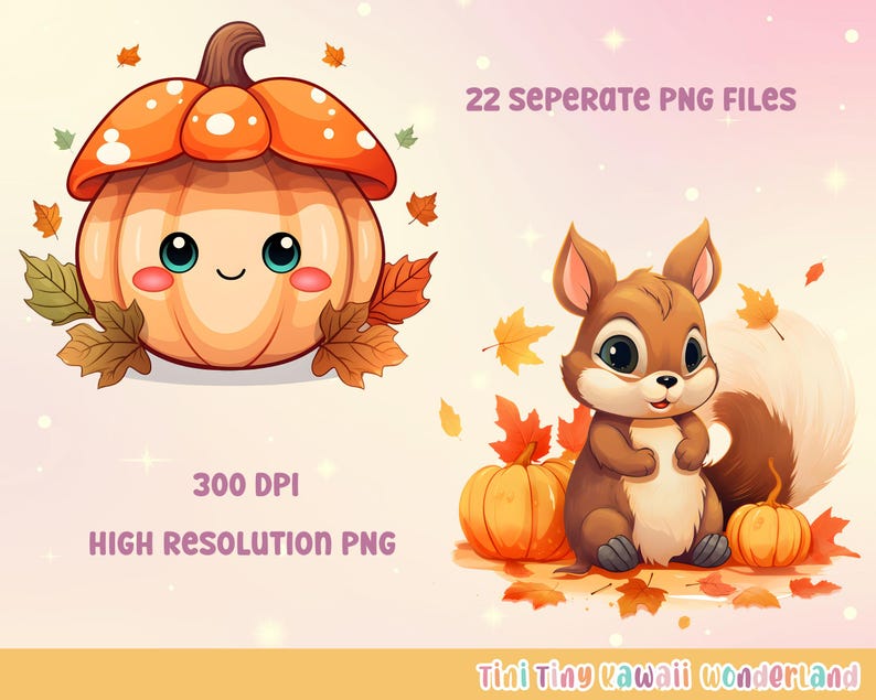 Kawaii Autumn Cute Fall Clipart Bundle Autumnal Vibe Transparent PNG ...