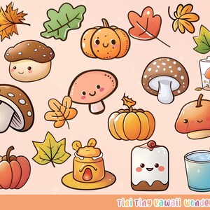 Kawaii Fall Cute Autumn Clipart Bundle Fall Vibes Transparent PNG ...