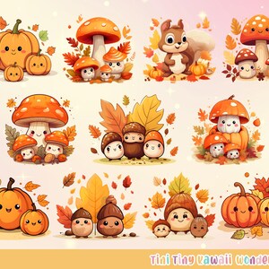 Kawaii Autumn Cute Fall Clipart Bundle Autumnal Vibe Transparent PNG ...