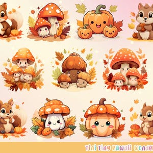Kawaii Autumn Cute Fall Clipart Bundle Autumnal Vibe Transparent PNG ...