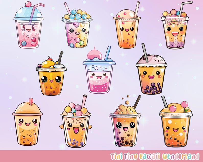 Bubble Tea Kawaii Clipart Cute Bubble Tea Clip Art Boba Tea Cliparts ...
