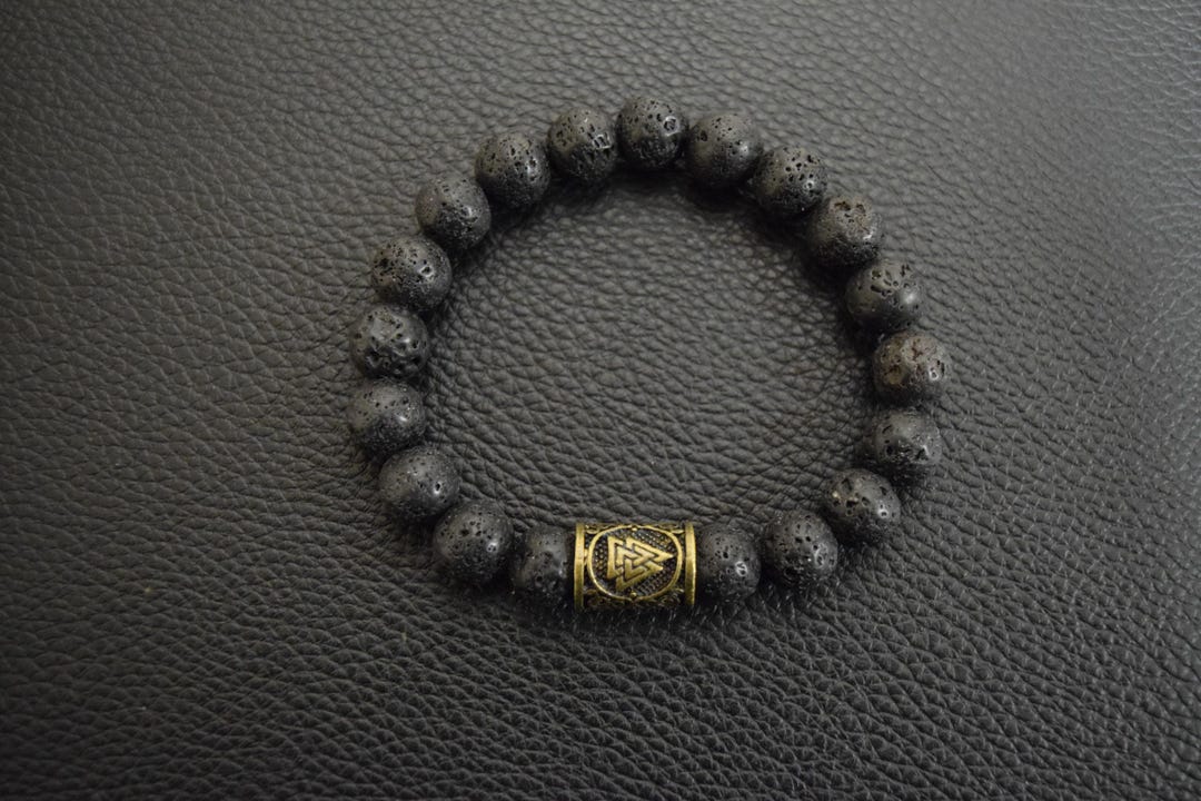 Valknut and Lava Stone (viking) ( Bracelet) - Etsy
