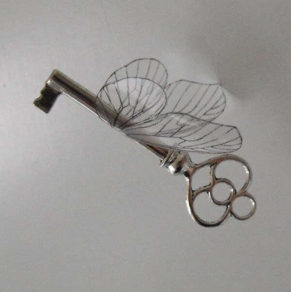 Flying Key With Small Reversed Butterfly Wings in Shiny Silver - Etsy