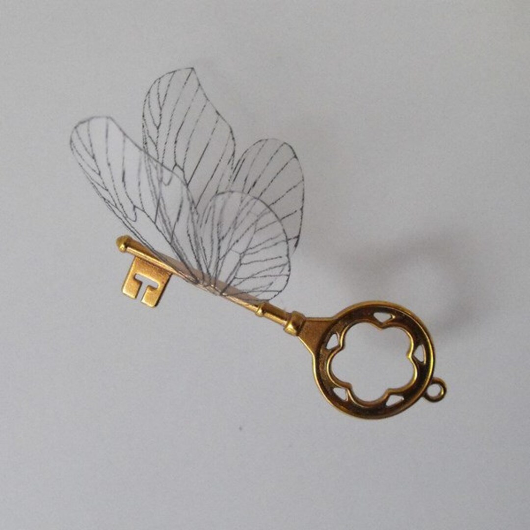 Flying Key With Large Wings in Shiny Brass SRBLBF - Etsy