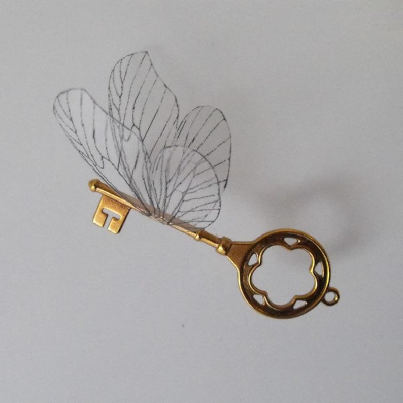 Flying Key With Large Wings in Shiny Brass SRBLBF - Etsy