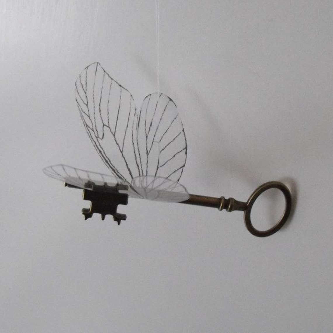 Flying Magical Key With Large Butterfly Wings in Antique Brass ALOLBF ...