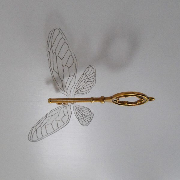 Flying Winged Key With Large Wings in Shiny Brass - SRBLP - Etsy