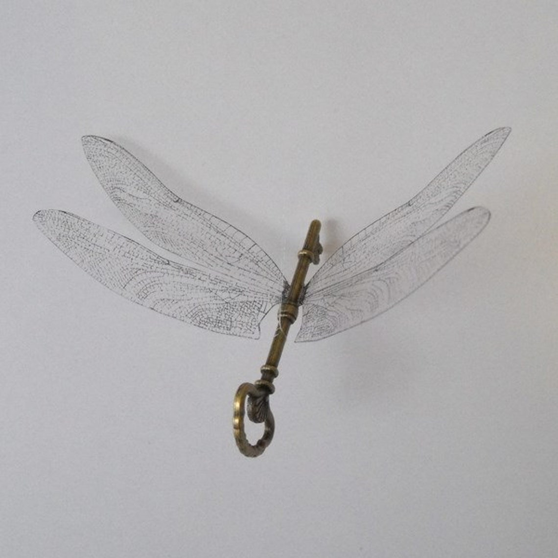 Winged Key With Dragonfly Wings in Antique Brass - ABFNDF - Etsy