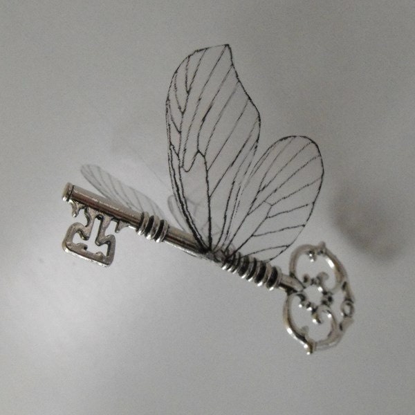 Magical Flying Key With Large Butterfly Wings in Shiny Silver SSOLBF - Etsy