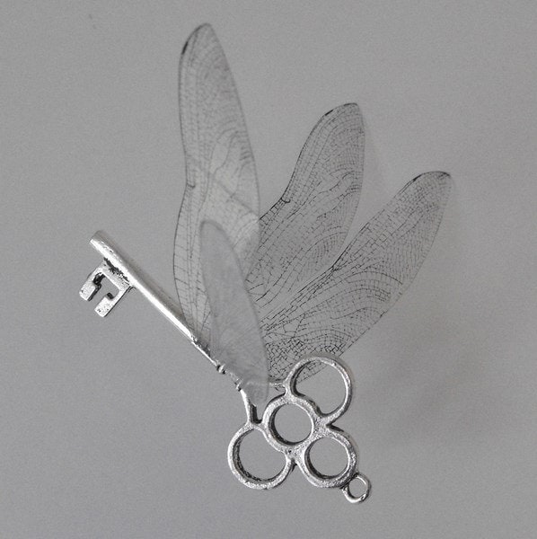 Winged Flying Key With Dragonfly Wings in Shiny Silver - Etsy