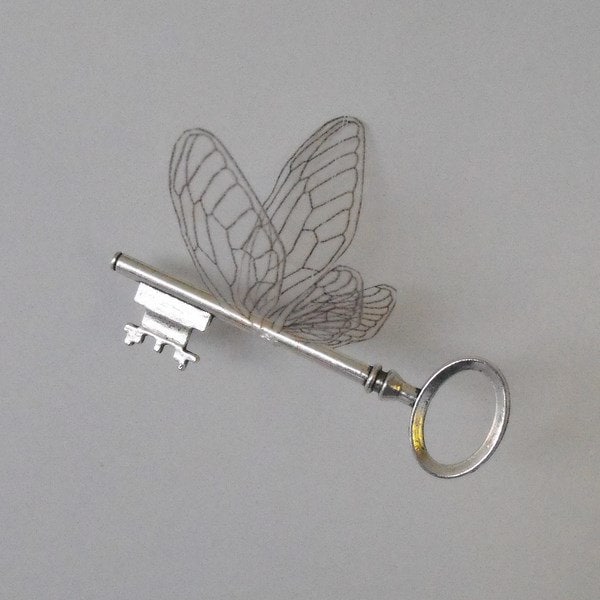 Magical 'flying' Key With Large Wings in Shiny Silver - SSLOLP - Etsy