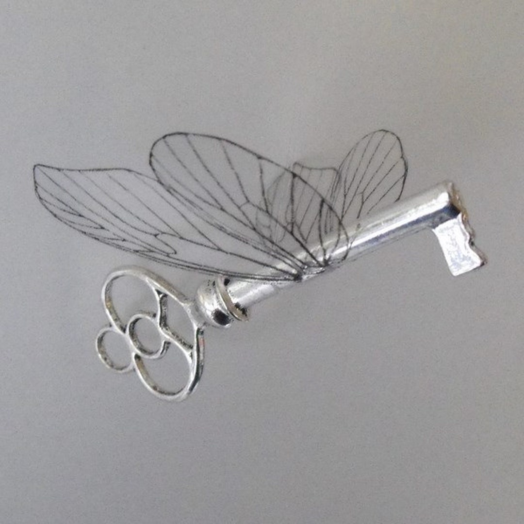 Flying Key With Small Reversed Butterfly Wings in Shiny Silver ...